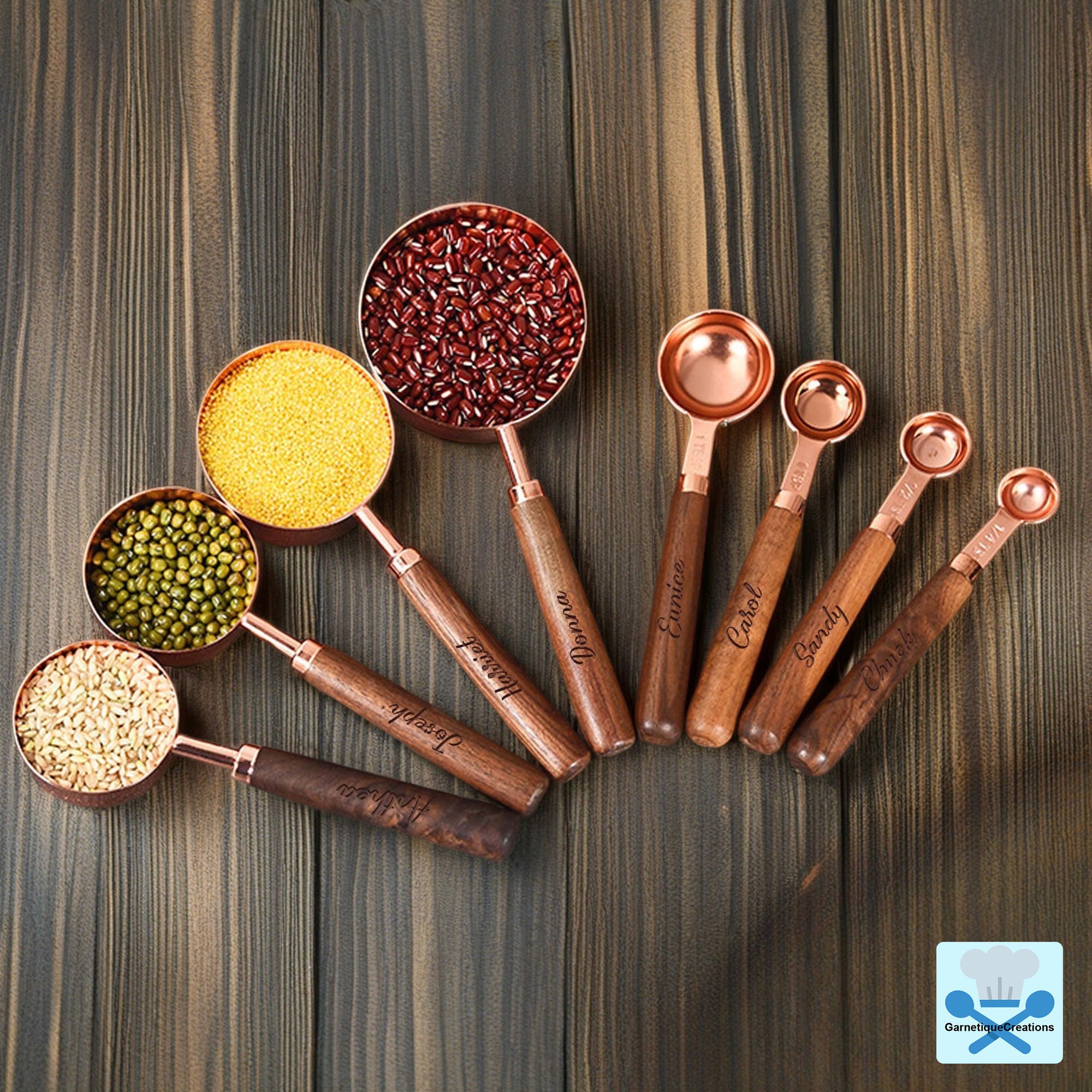 4pcs Personalized Engraved Measuring Cups Measuring Spoons, Rose Gold ...