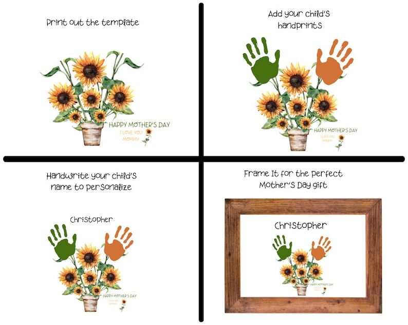 Mother's Day Sunflowers Handprint Art - Etsy