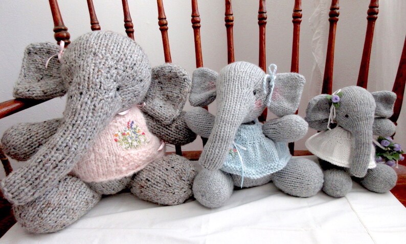 Elephant Doll Knit Stuffed Animal/ Hand Knit Wearing Hand Knit and ...