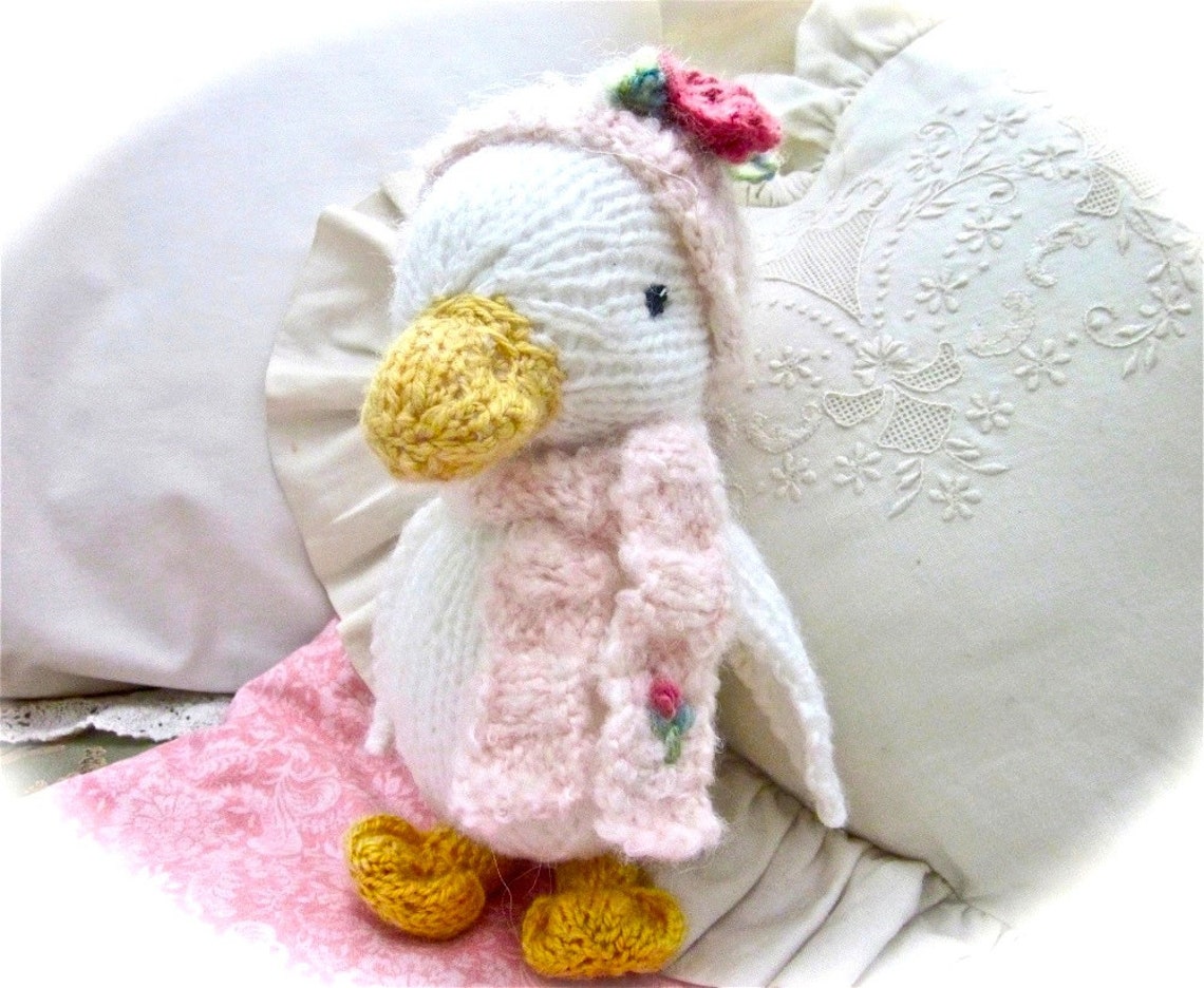 Knit Stuffed Animal Duck Doll Hand Knit and Embroidered / - Etsy UK