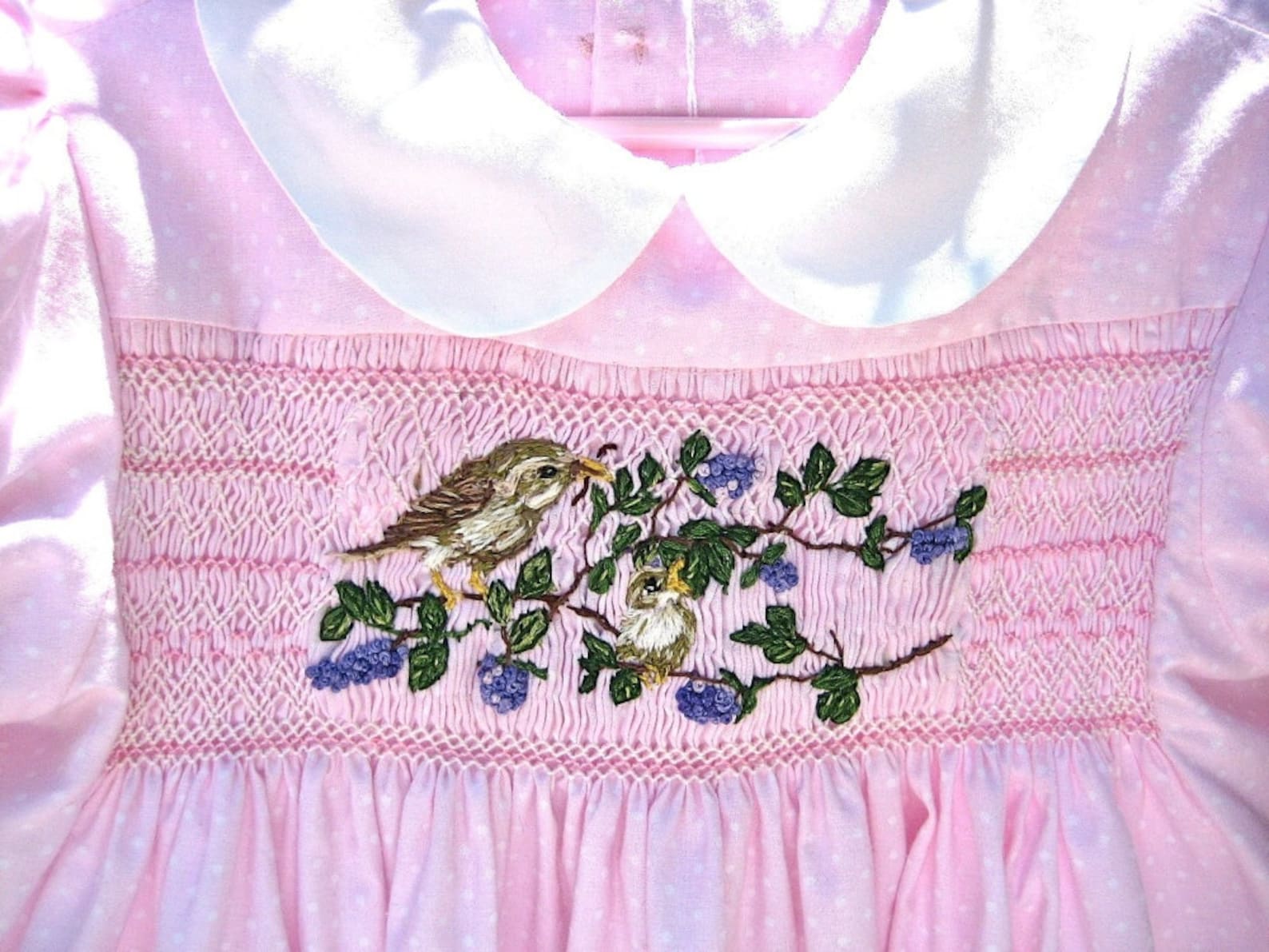 Hand Smocked Hand Embroidered Girls Easter Dress Size 4/ Lavender Blue ...
