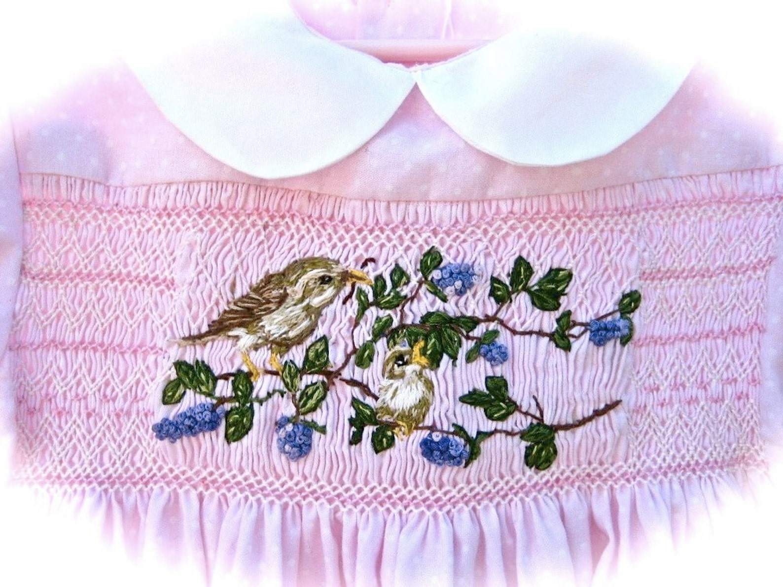 Hand Smocked Hand Embroidered Girls Easter Dress Size 4/ Lavender Blue ...