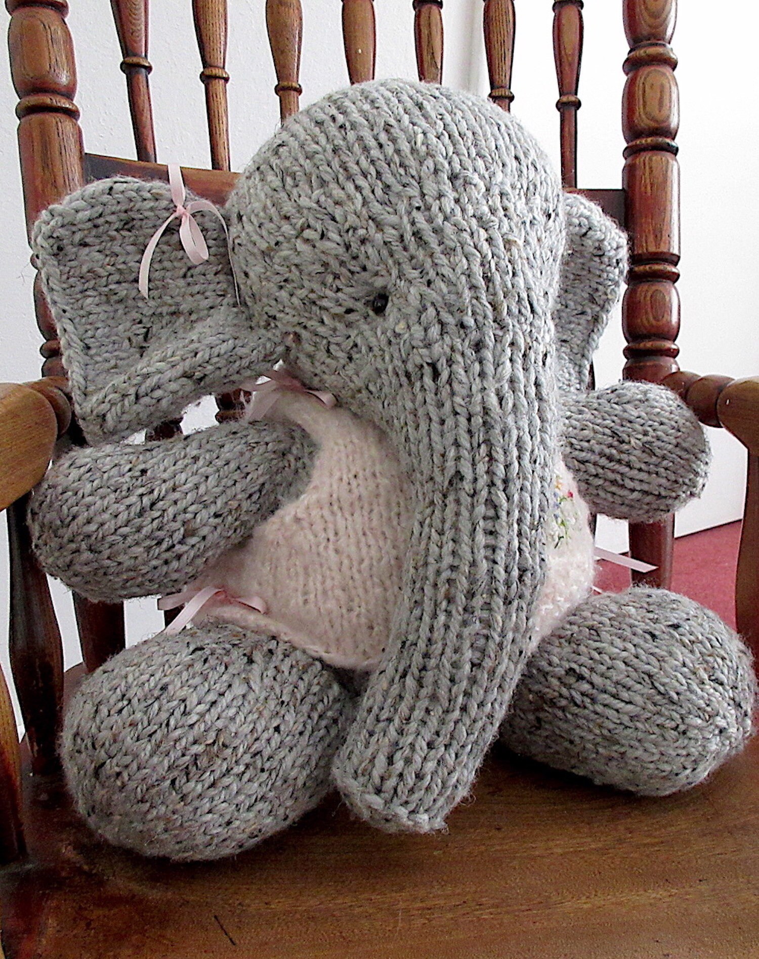 Elephant Doll Knit Stuffed Animal/ Hand Knit Wearing Hand Knit and ...