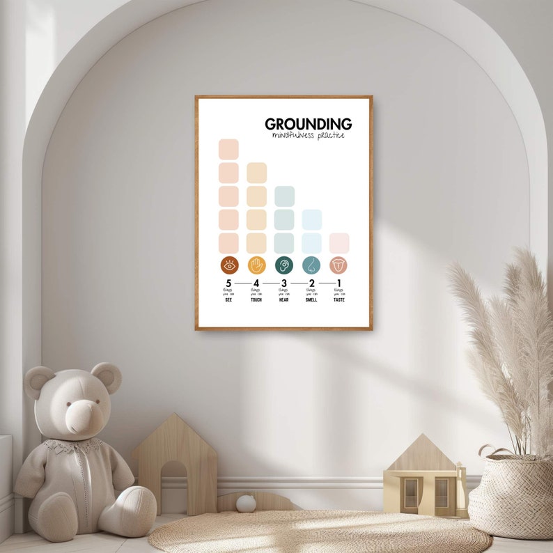54321 Grounding Techniques Poster, Mindfulness Exercises, Calming ...
