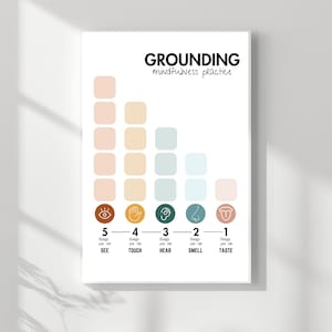 54321 Grounding Techniques Poster, Mindfulness Exercises, Calming ...
