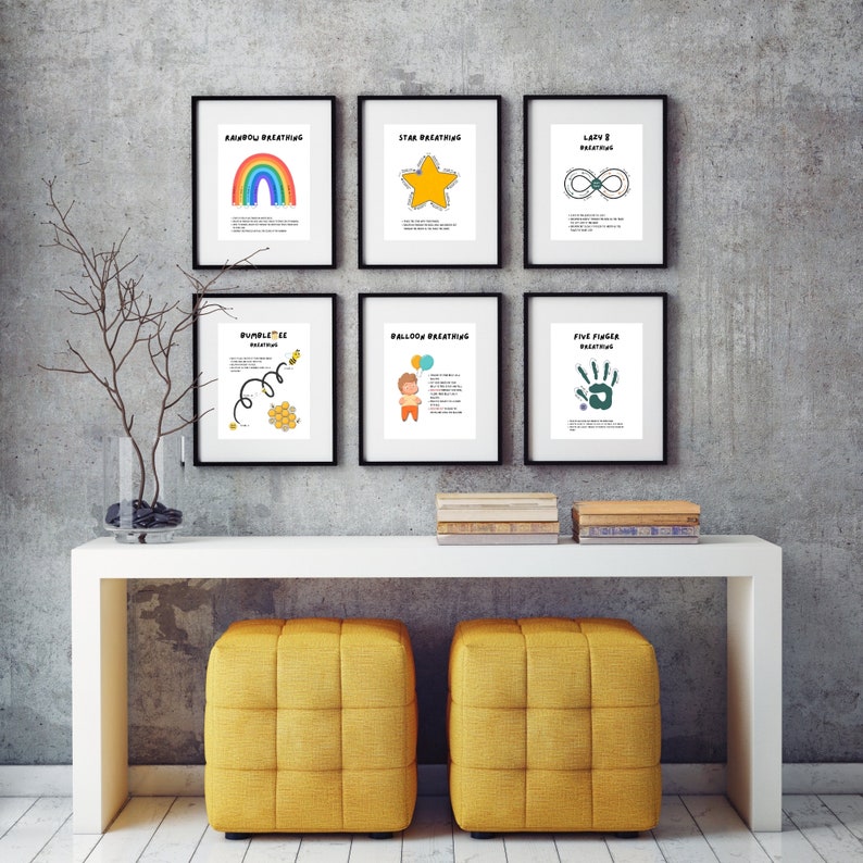 Breathing Exercises Poster for Kids, Set of 6, Calming Corner Print ...