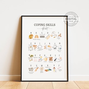 Coping Skills Alphabet Poster, ABC Coping Tools for Kids, Grounding ...