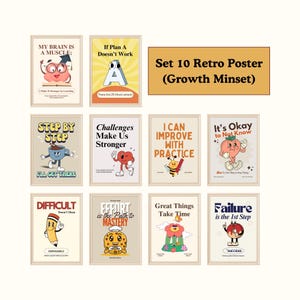 Growth Mindset Poster Set, Retro Classroom Decor, School Bulletin ...