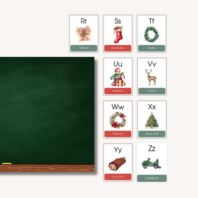 Christmas Alphabet Poster Set, Christmas Classroom Decor, Xmas Bulletin ...