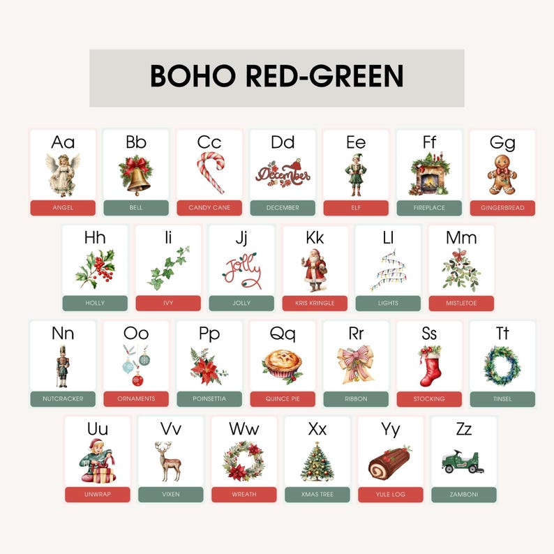 Christmas Alphabet Poster Set, Christmas Classroom Decor, Xmas Bulletin ...