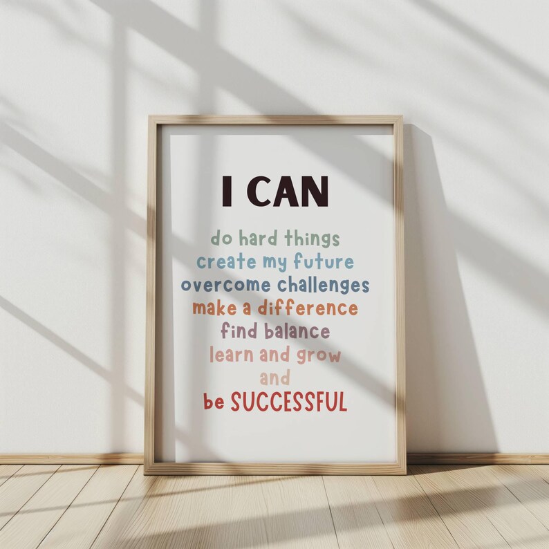 Affirmations for Kids Posters, Set of 3, I Am I Can Wall Art Print ...