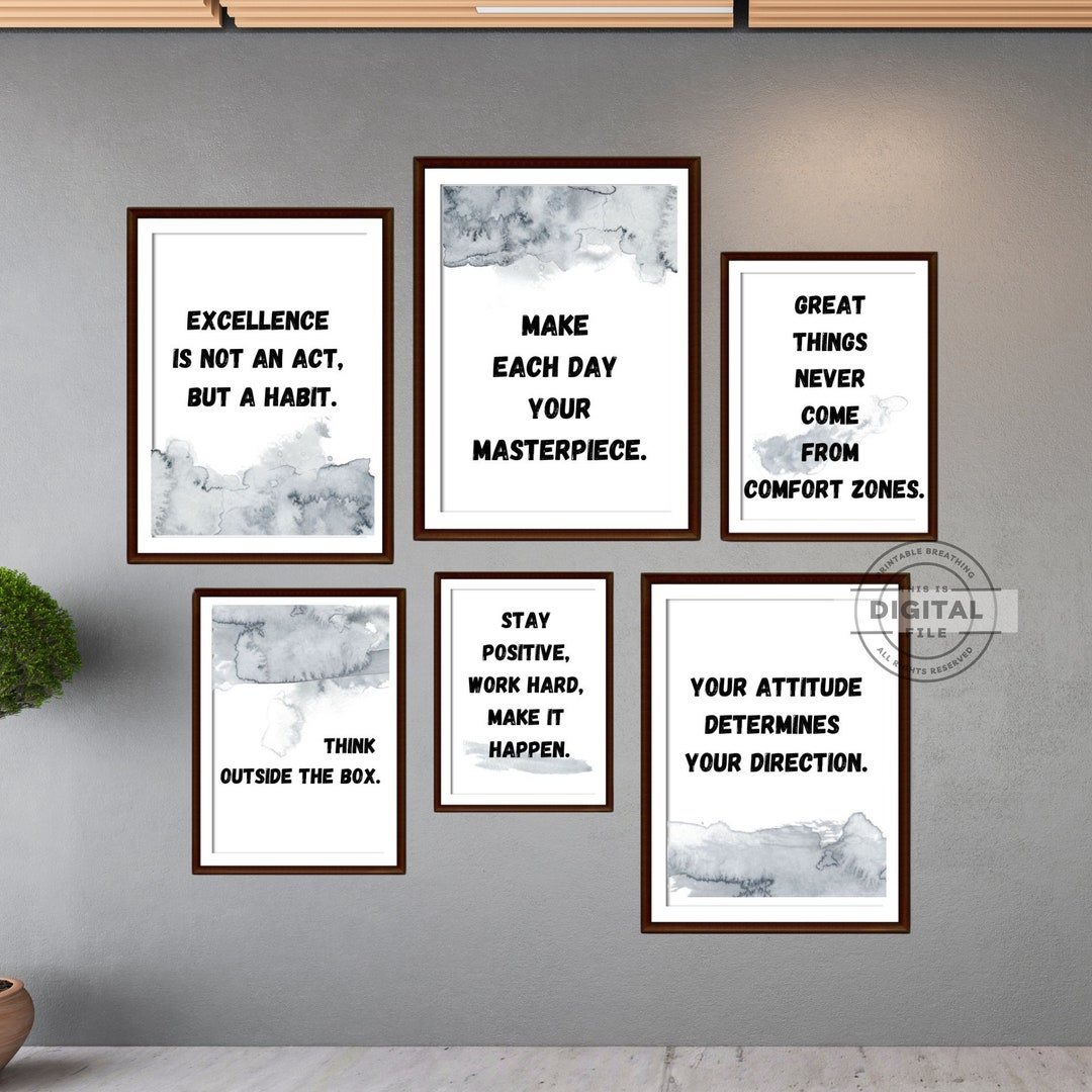 Office Motivational Wall Art, Set of 6 Prints, Home Office Wall Decor ...