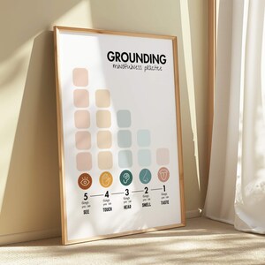 54321 Grounding Techniques Poster, Mindfulness Exercises, Calming ...