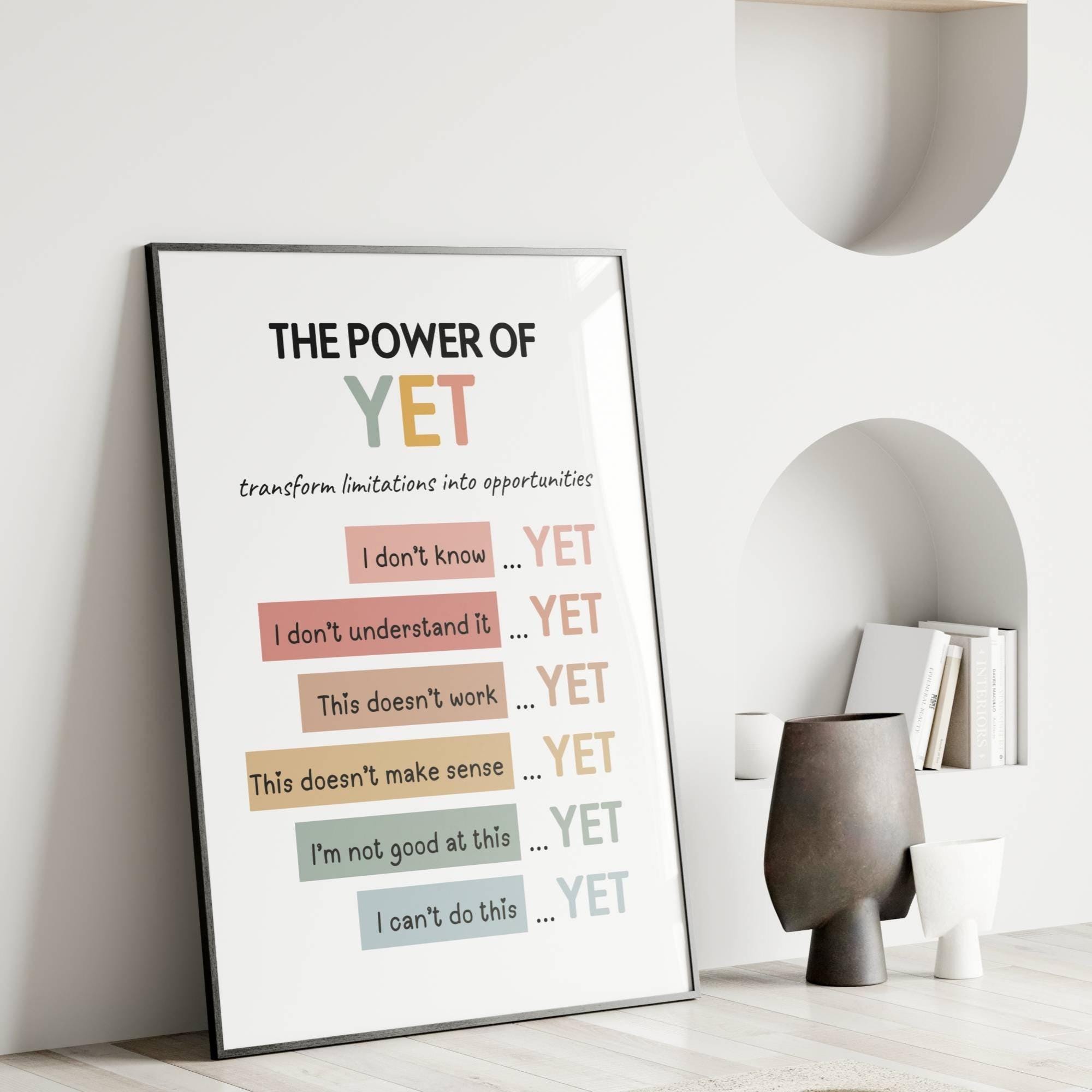 The Power of yet Poster, Boho Printable Classroom Decor, Positive ...