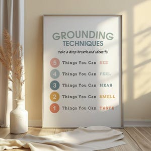 54321 Grounding Technique Exercise, Mindfulness Practice Poster ...