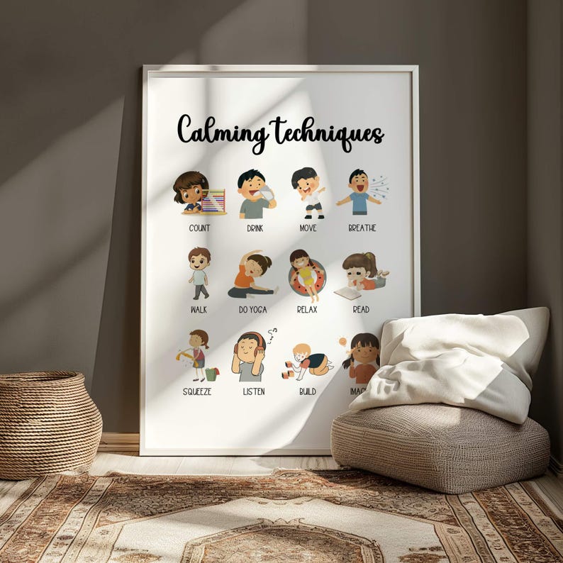 Feelings Chart Emotions Poster for Kids, Set of 2 Art Prints, Calming ...