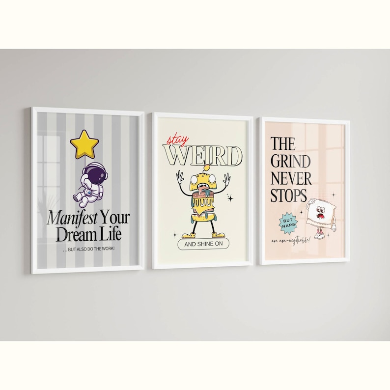 Funny Motivational Quotes, Set of 10, Retro Mascot Poster Bundle ...
