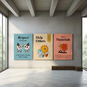 Classroom Rules Poster Set, Retro Class Rules Printable, School ...