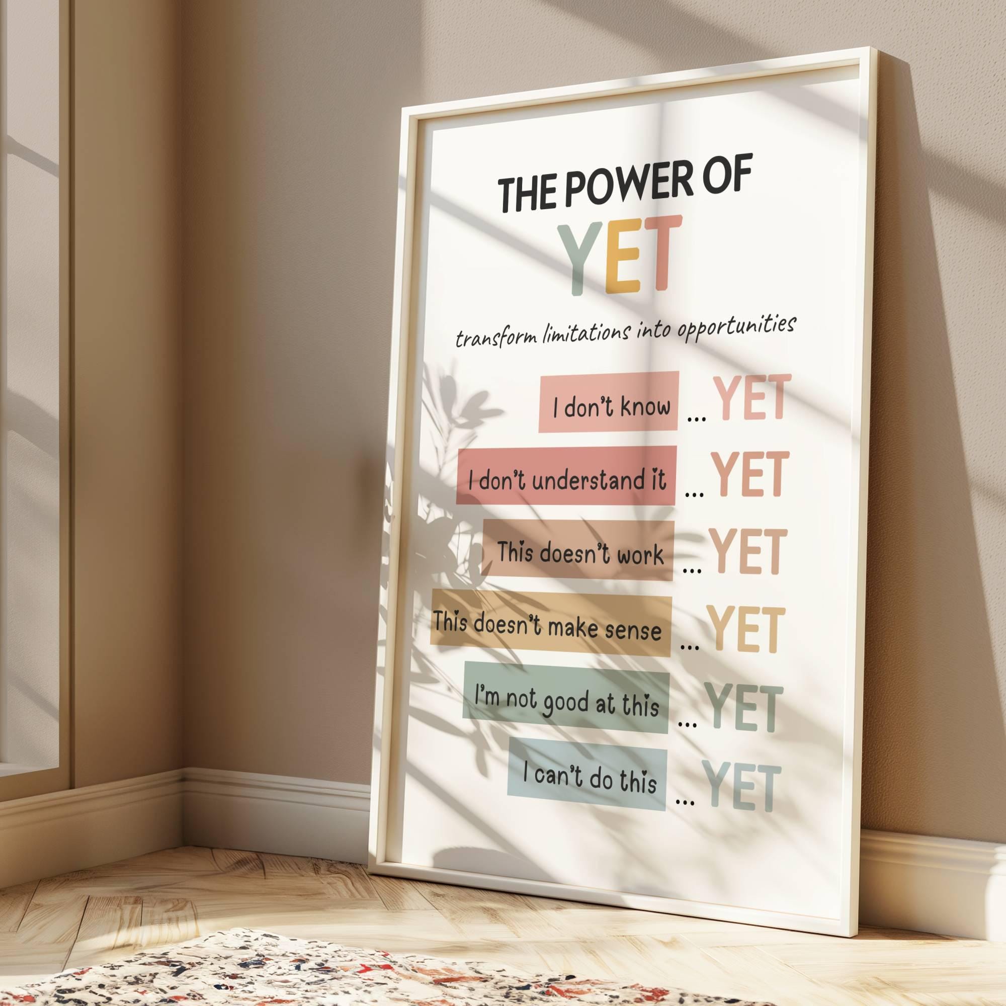 The Power of yet Poster, Boho Printable Classroom Decor, Positive ...