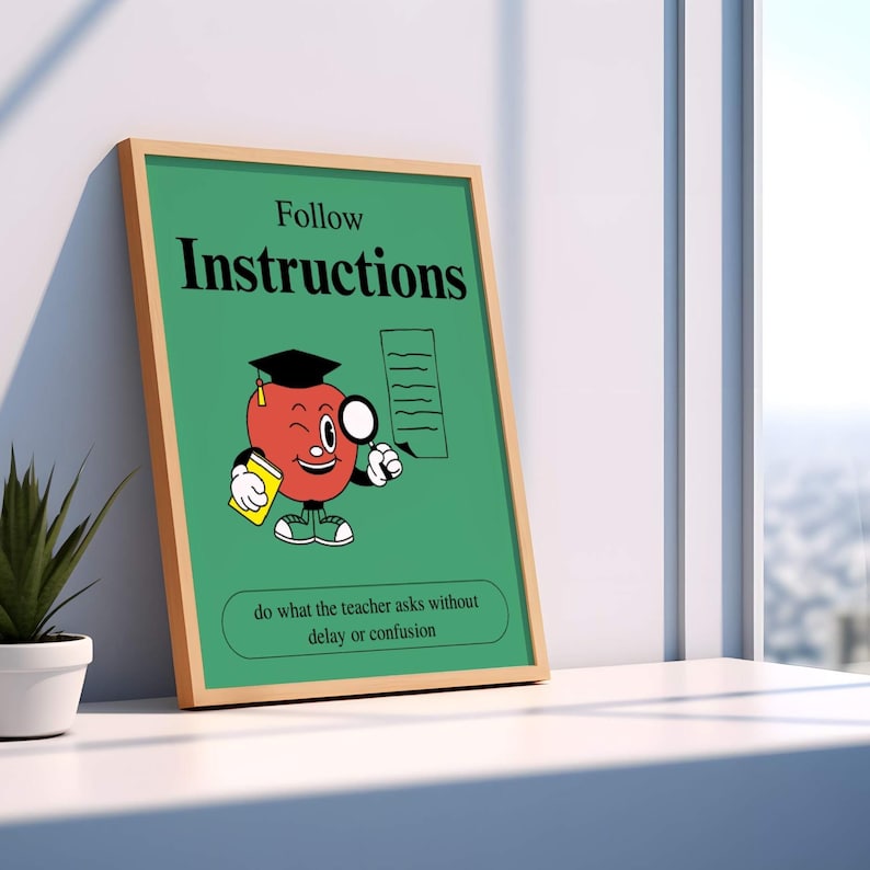 Classroom Rules Poster Set, Retro Class Rules Printable, School ...