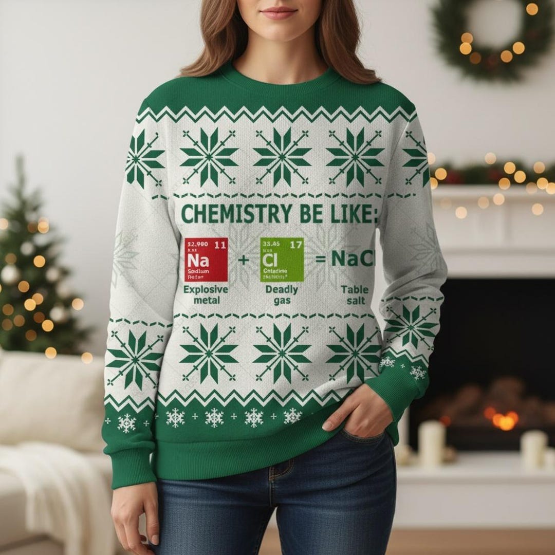 Chemistry Ugly Christmas Sweater, Science Xmas Sweater, Funny Nacl Ugly ...