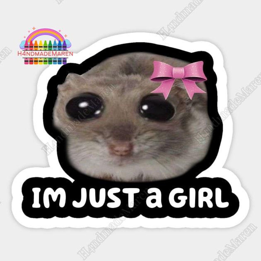 Sad Hamster Sticker, I'm Just A Girl Sticker, Sad Hamster Meme Sticker ...