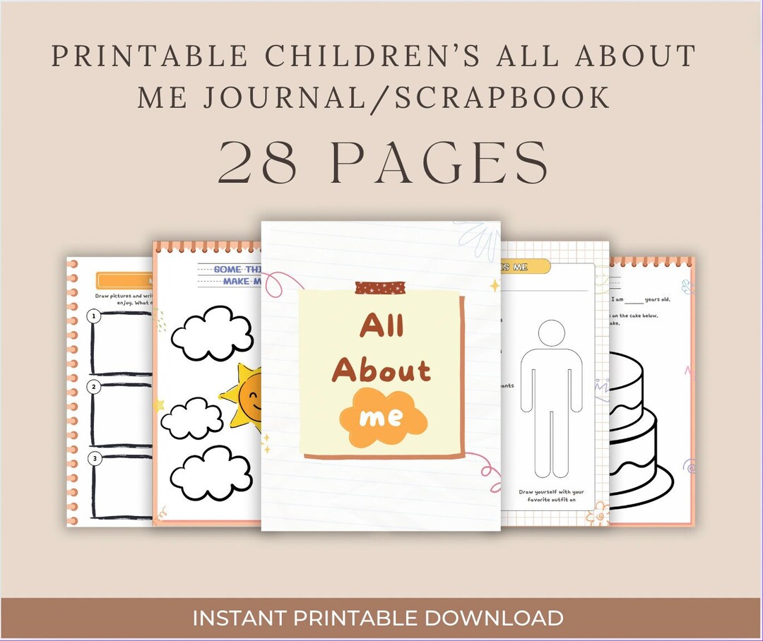 Kids All About Me Workbook | Journal | Activity Booklet | Scrapbook - Etsy