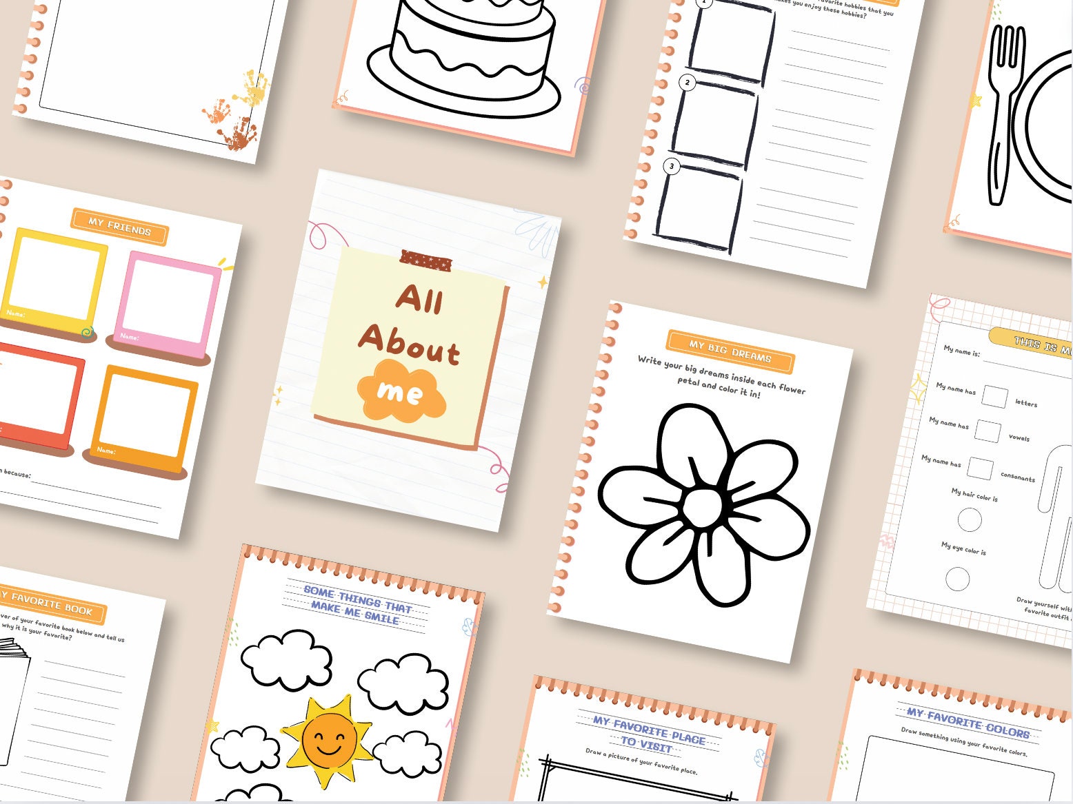 Kids All About Me Workbook | Journal | Activity Booklet | Scrapbook - Etsy