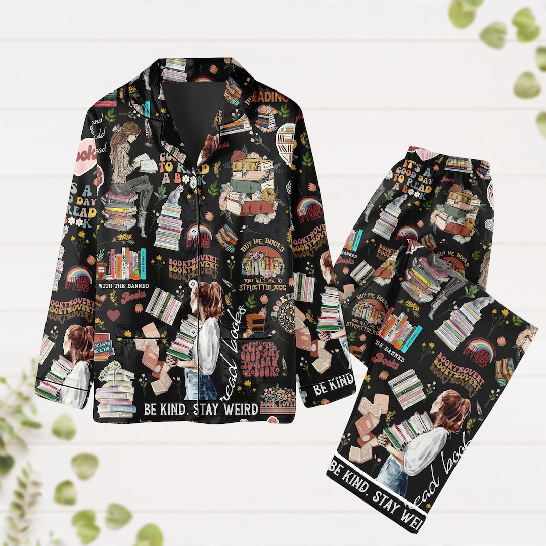 Books Pajamas Set, Reading Pajamas, Pajamas for Readers, Bookish Pajama ...