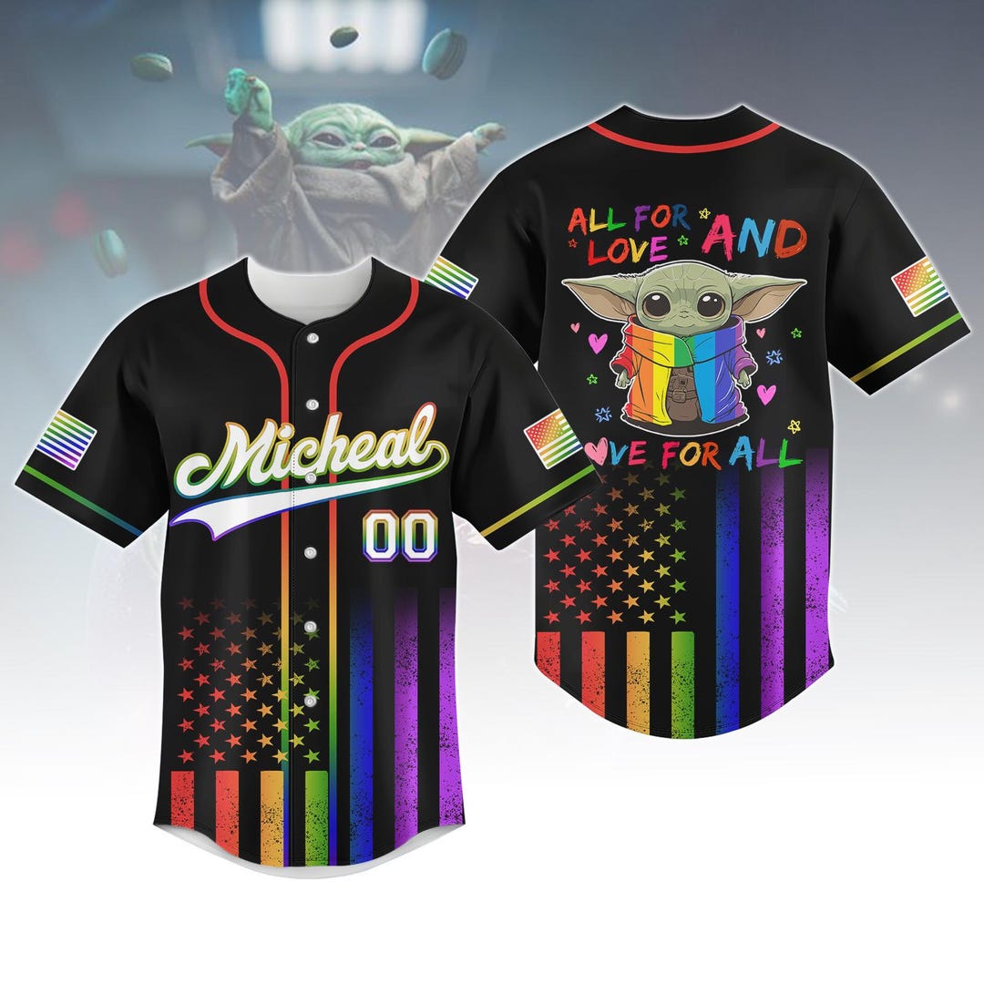 Personalized Baby Yoda Pride Month Jersey, Disney Grogu Rainbow ...