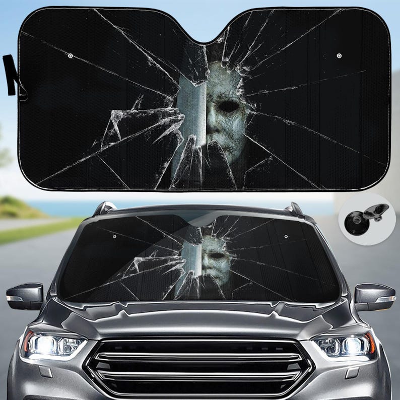 Michael Myers Car Sunshade, Halloween Horror Windshield Cover, Scary ...