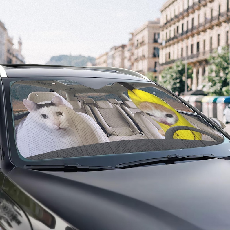 Funny Meme Car Sunshade, Huh Cat Banana Cat Windshield Shade, Cute ...