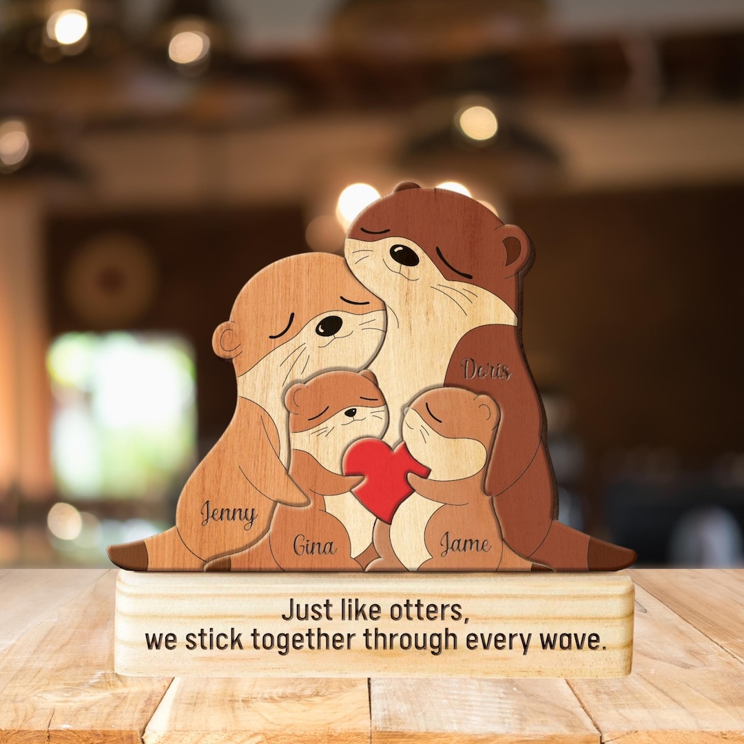 Otter Family Personalized Wooden Puzzle, Otter Room Decor, Otter ...