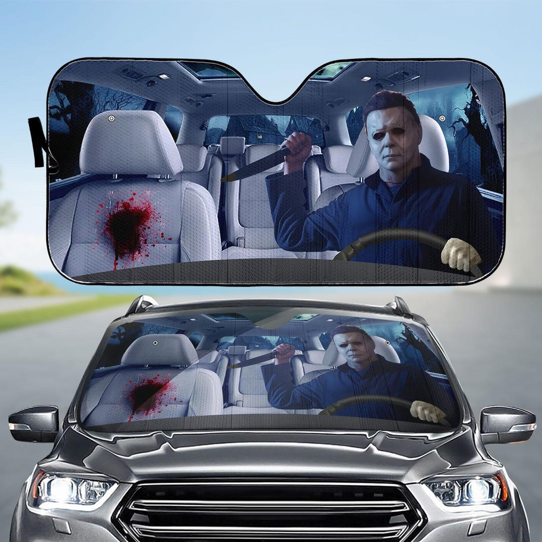 Michael Myers Horror Car Sunshade, Halloween Auto Front Windshield ...