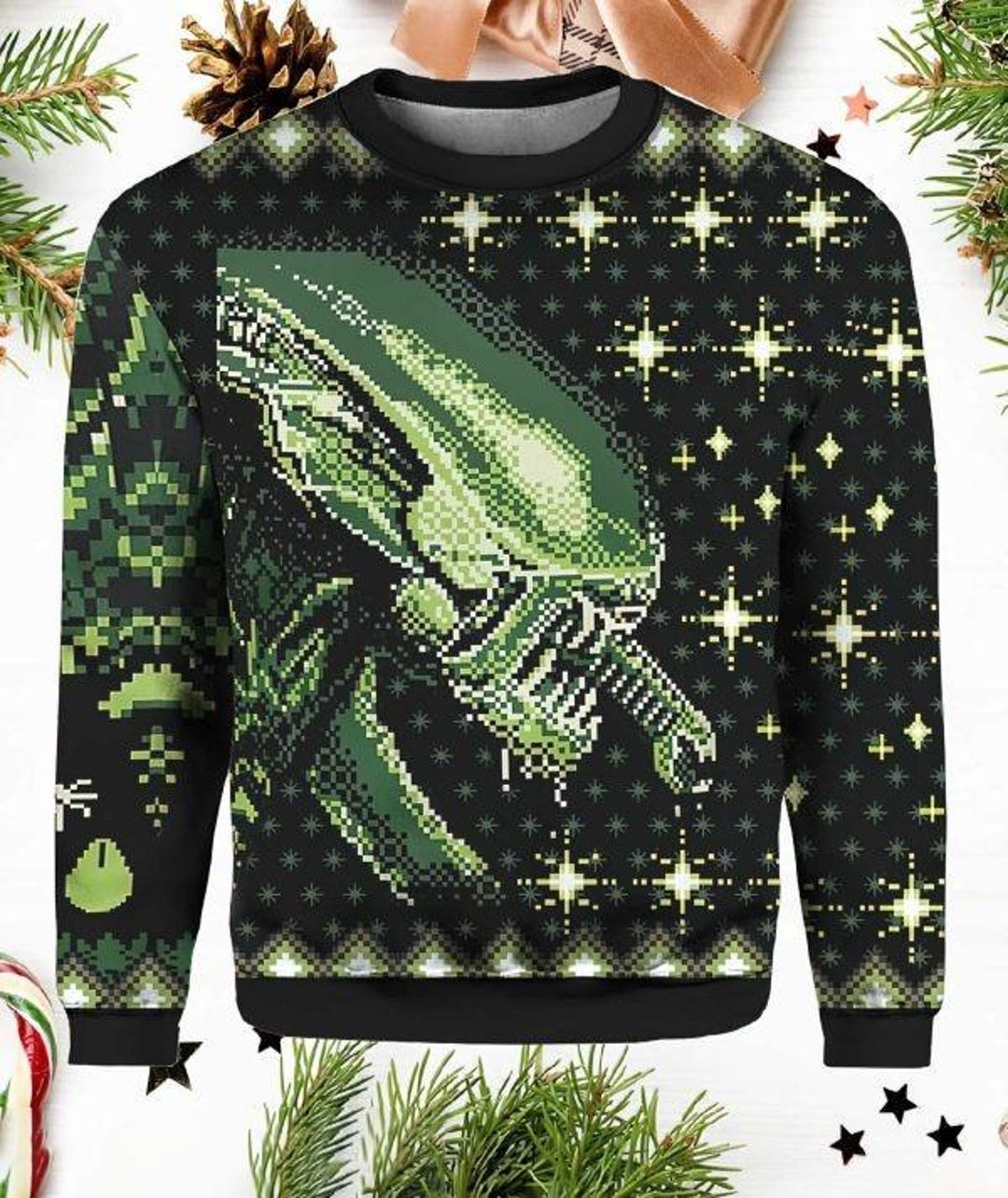 Christmas Alien Xenomorph Ugly Sweater, Alien 1979 Sweater, Retro ...