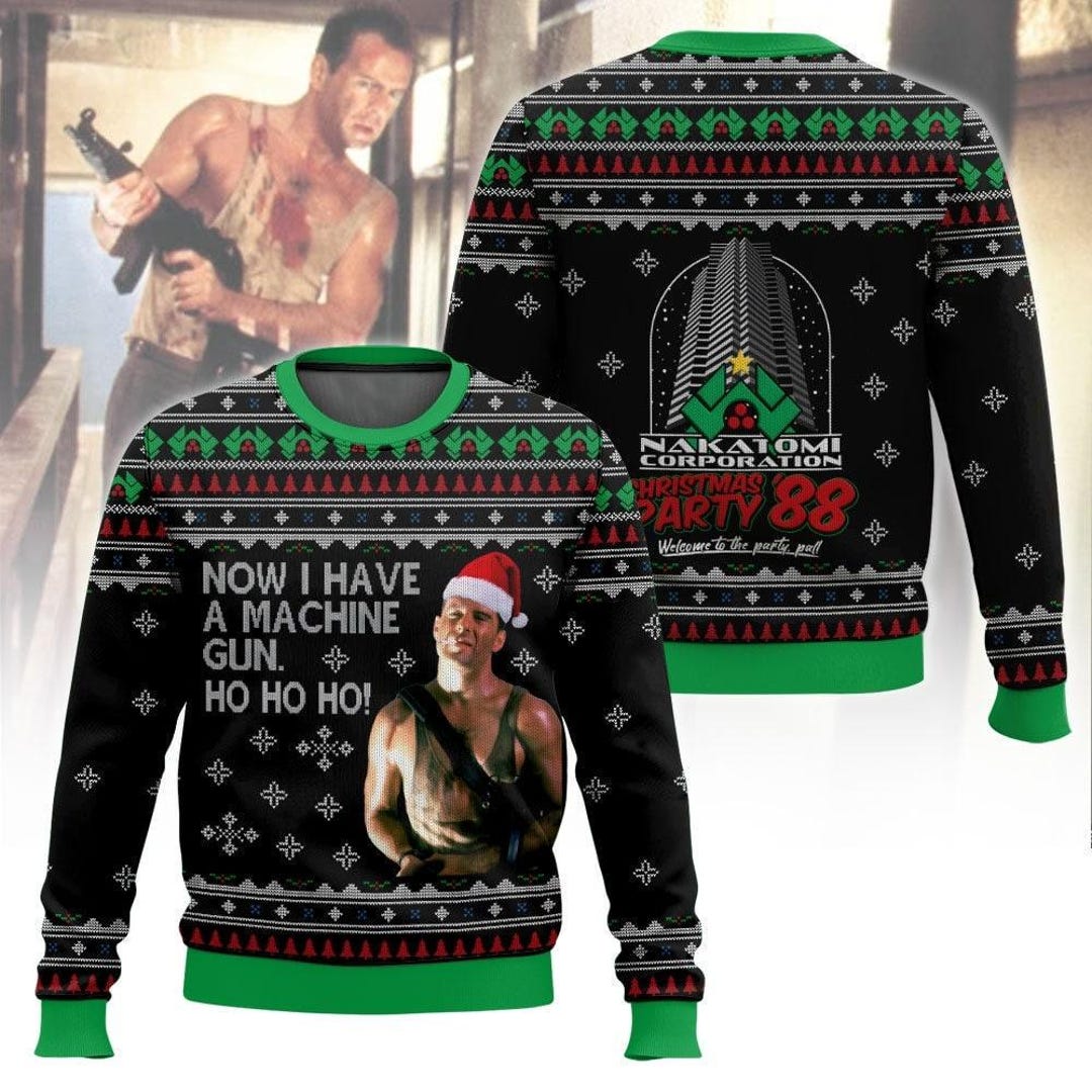 Die Hard John Mcclane Ugly Sweater, Yippee Ki Yay Xmas Nakatomi Plaza Sweater, Bruce Willis ...