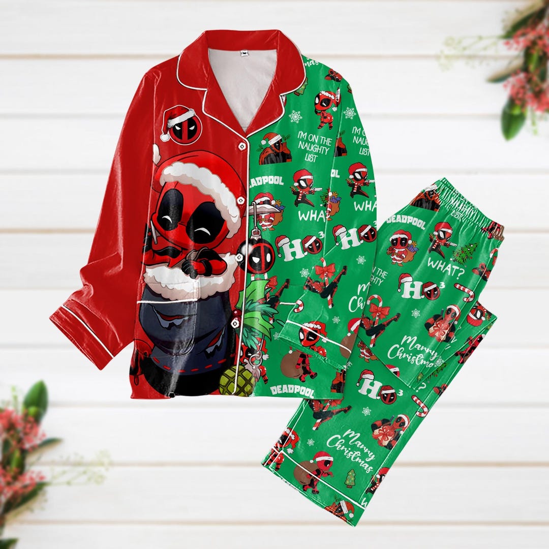 Christmas Deadpool Pajamas Set, Santa Deadpool Pjs Christmas, Funny ...