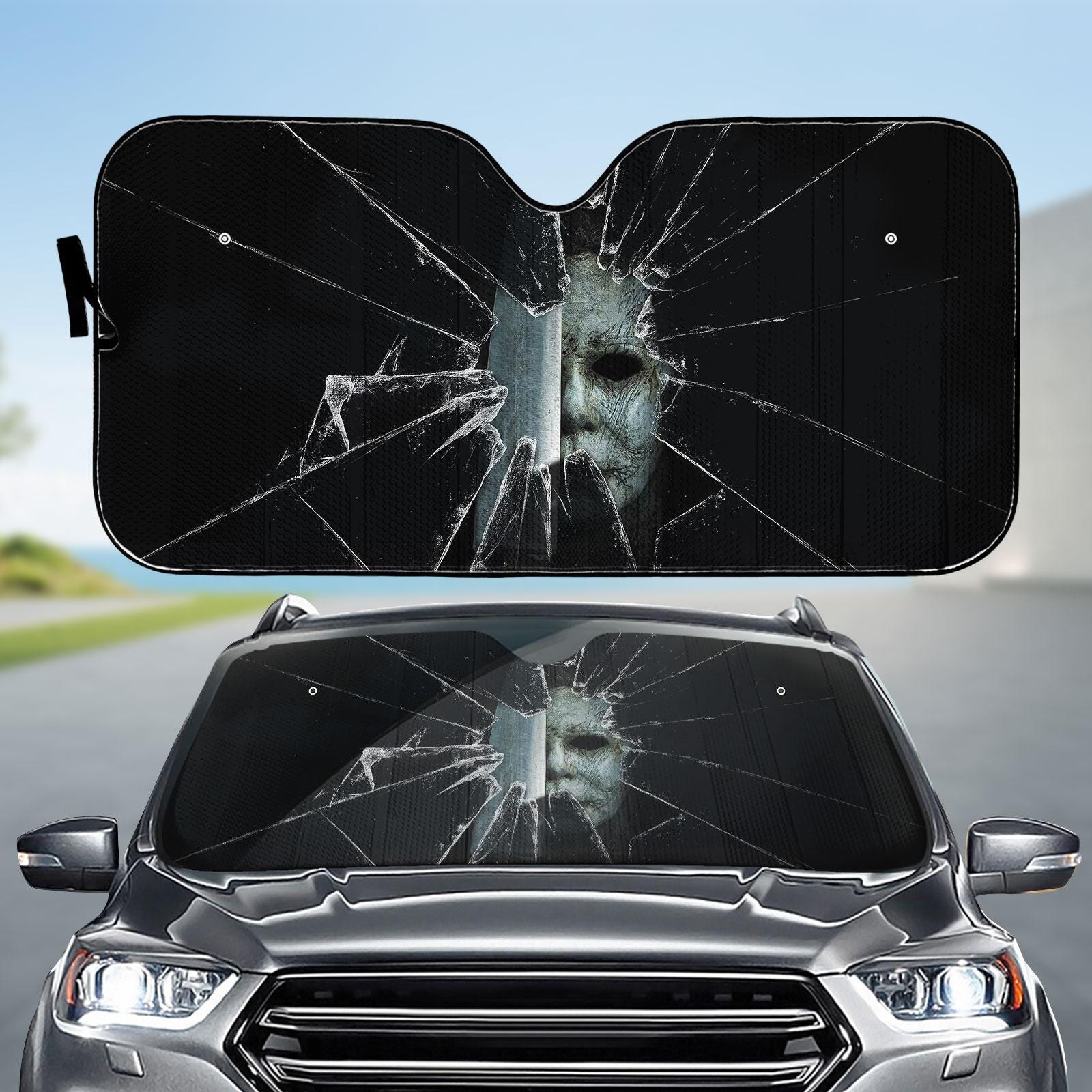 Michael Myers Car Sunshade, Halloween Horror Windshield Cover, Scary ...