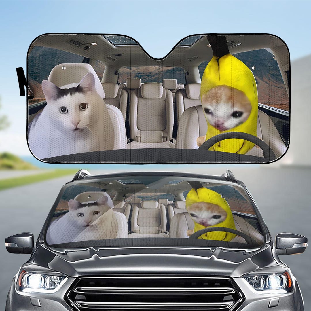 Funny Meme Car Sunshade, Huh Cat Banana Cat Windshield Shade, Cute ...