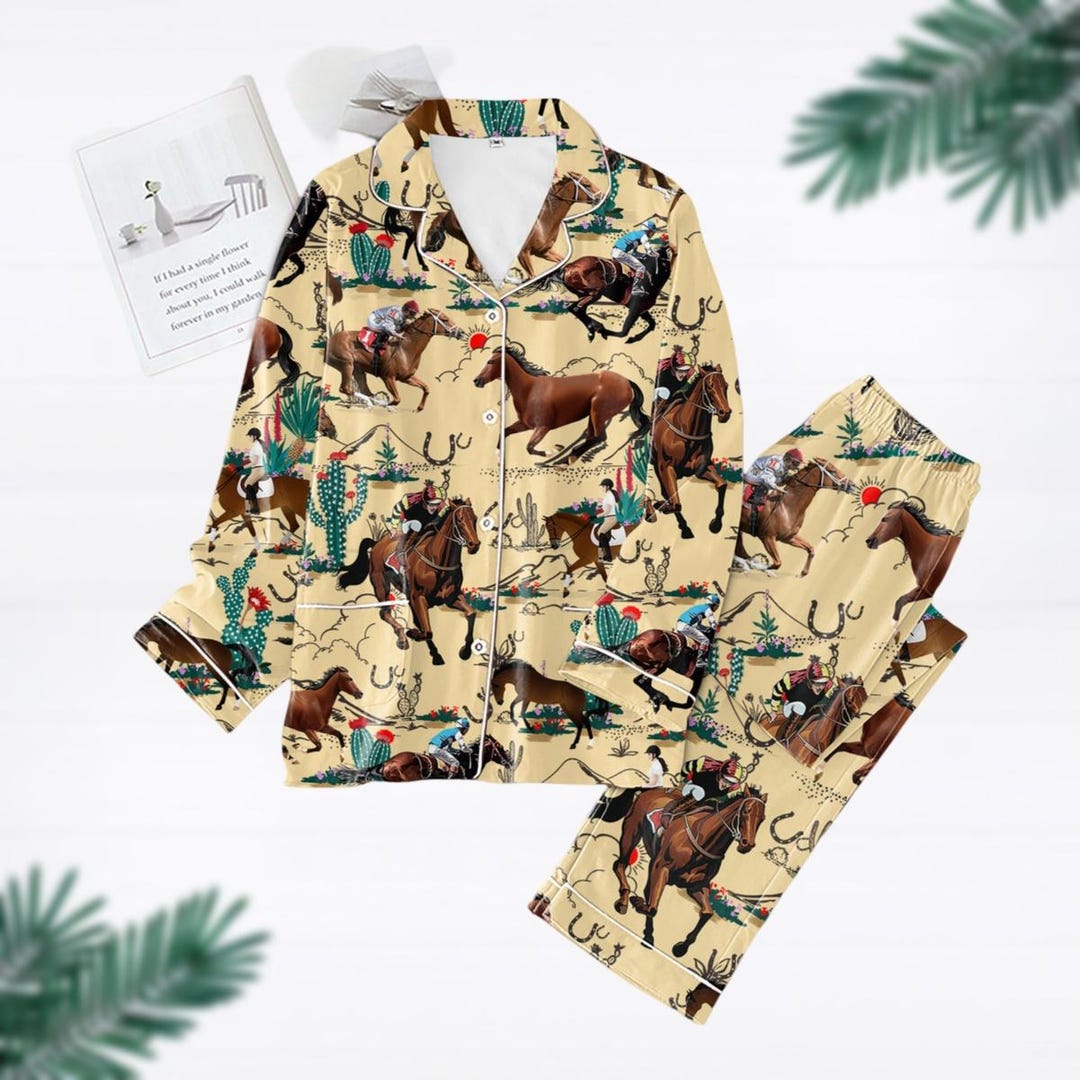 Horse Pajamas Set, Horse Pajamas Pants, Cowboy Pajamas, Horse Lovers ...