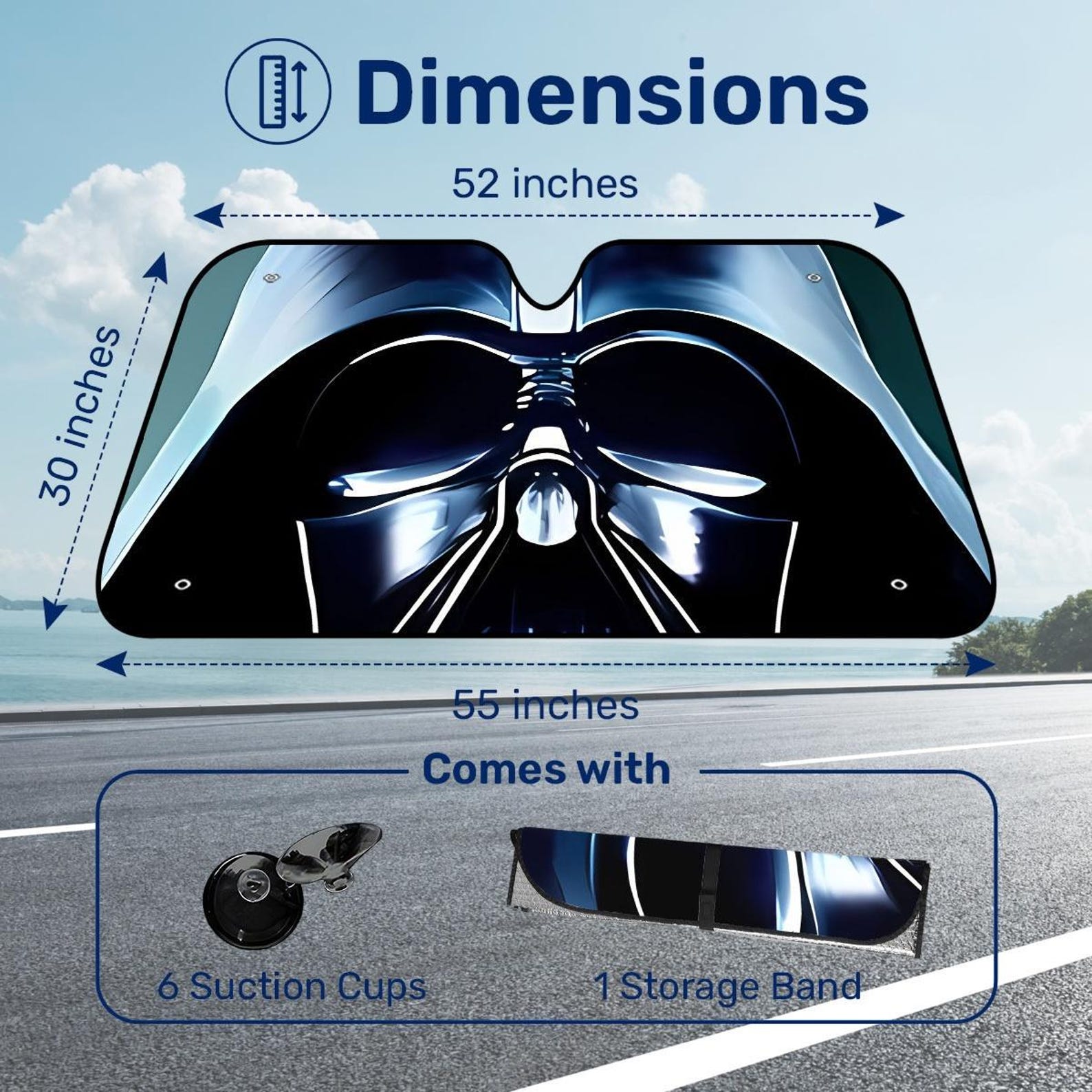 Darth Vader Face Car Sunshade, Star Wars Fan Windshield Cover, Anakin ...