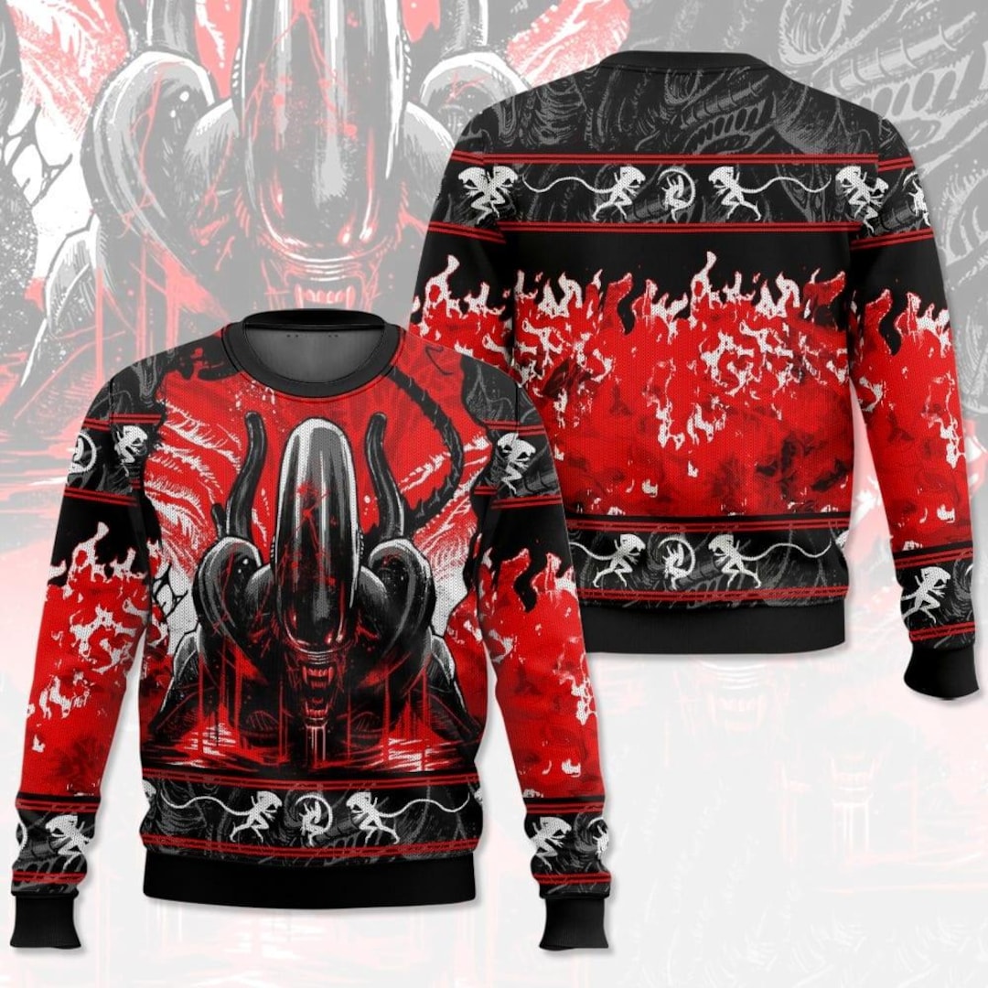 Retro Alien Xenomorph Ugly Sweater, Alien 1979 Sweater, 70s Horror ...