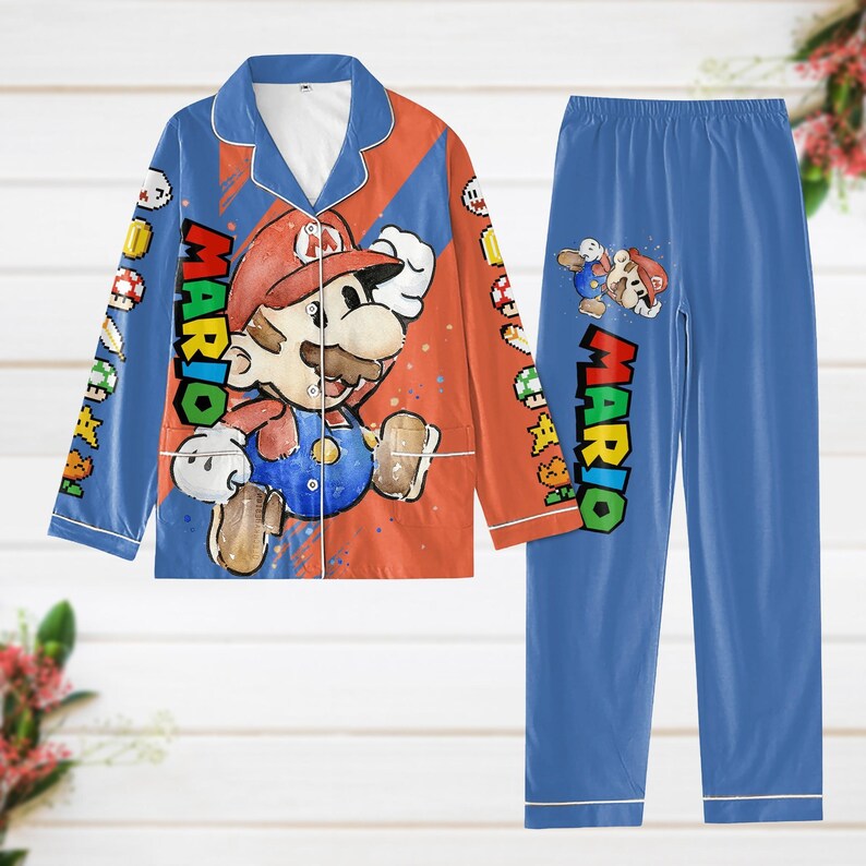 Super Mario Pajamas Set, Mario Family Shirt, Super Mario Pajamas Set ...