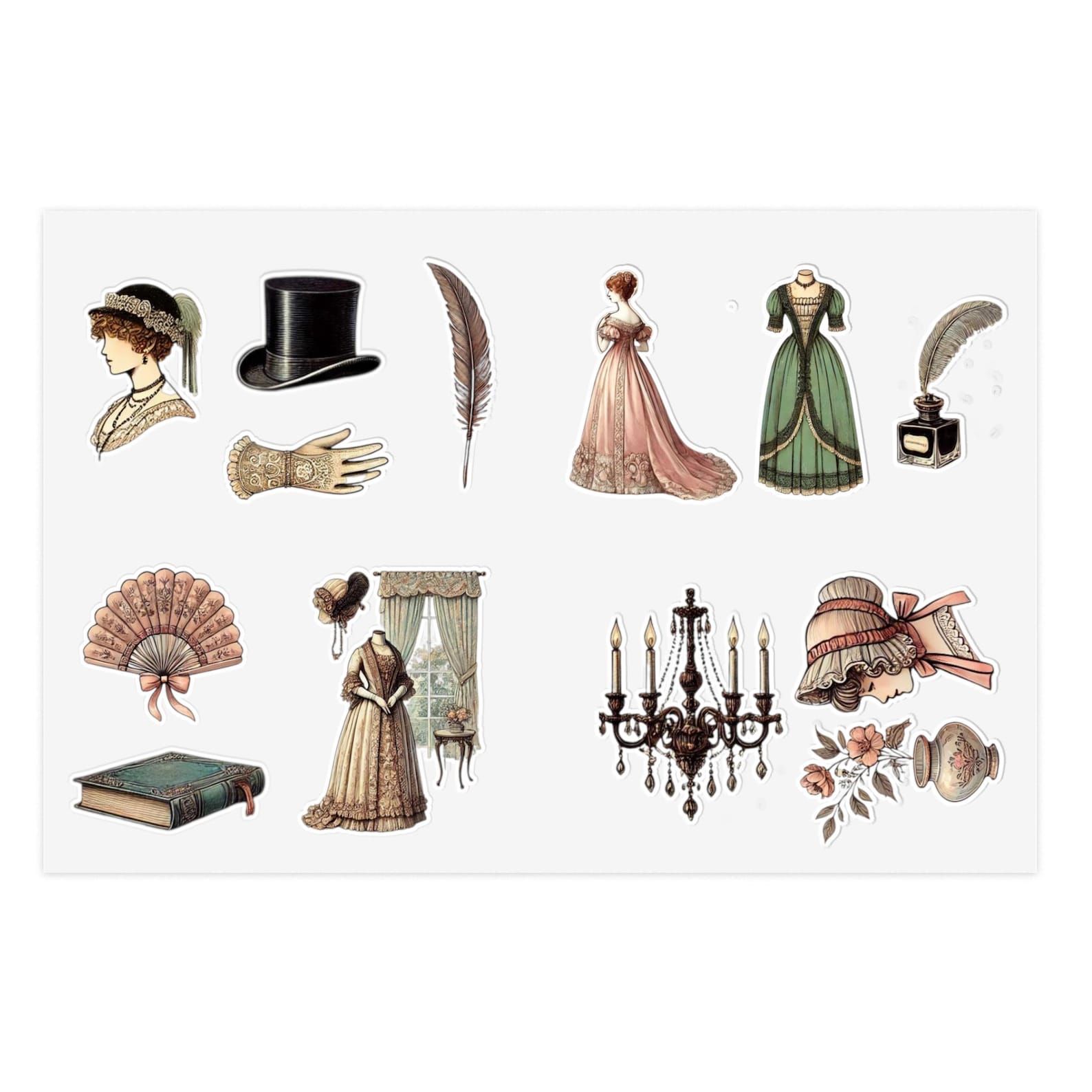 Regency Era Inspired Stickers Sheet - Etsy