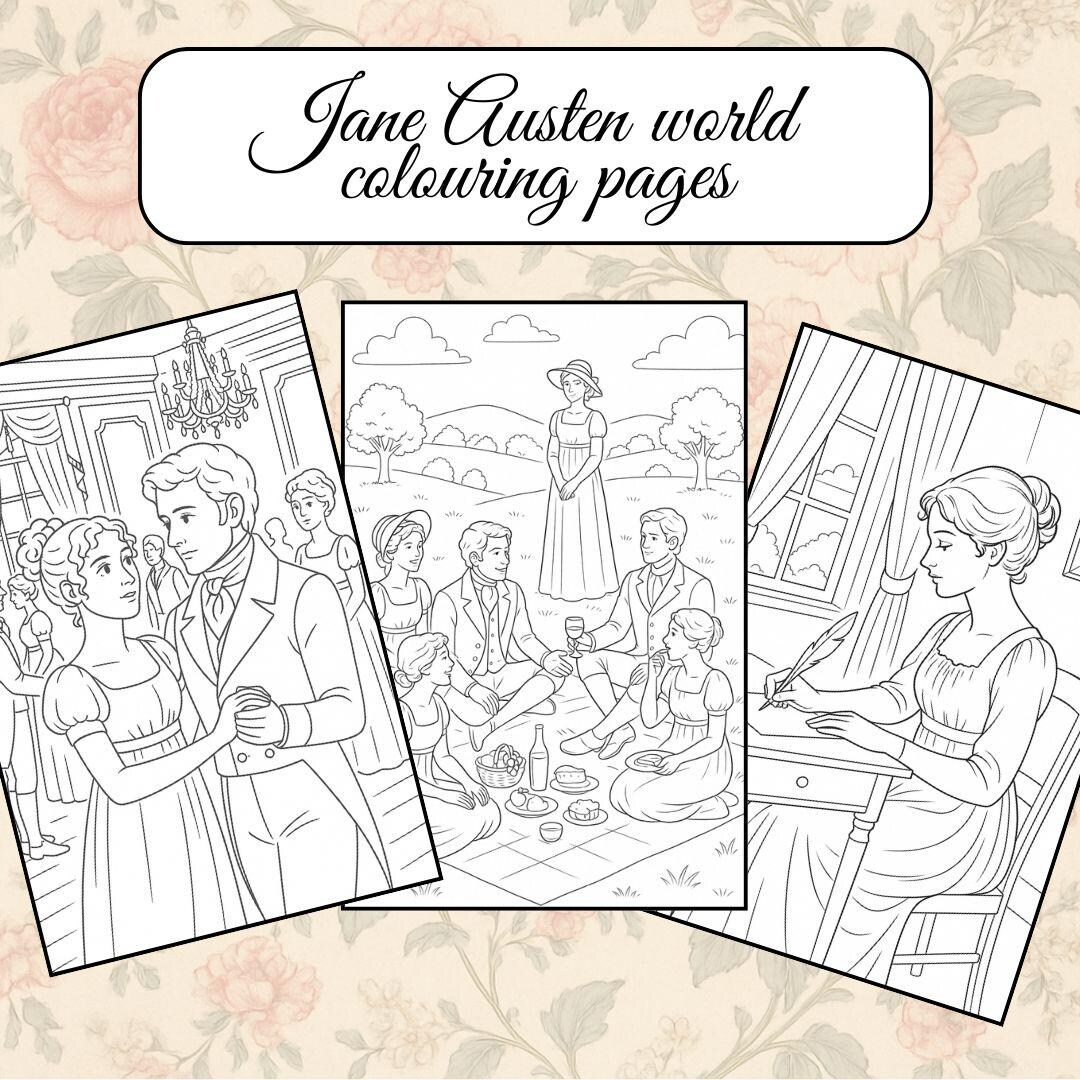 Jane Austen World Couloring Pages (printable) - Etsy