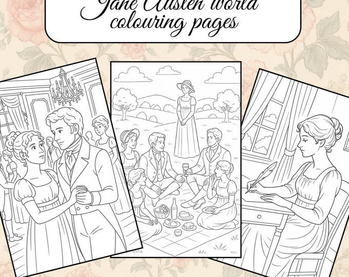 Pride and Prejudice Themed Coloring Page - Digital Download Coloring ...