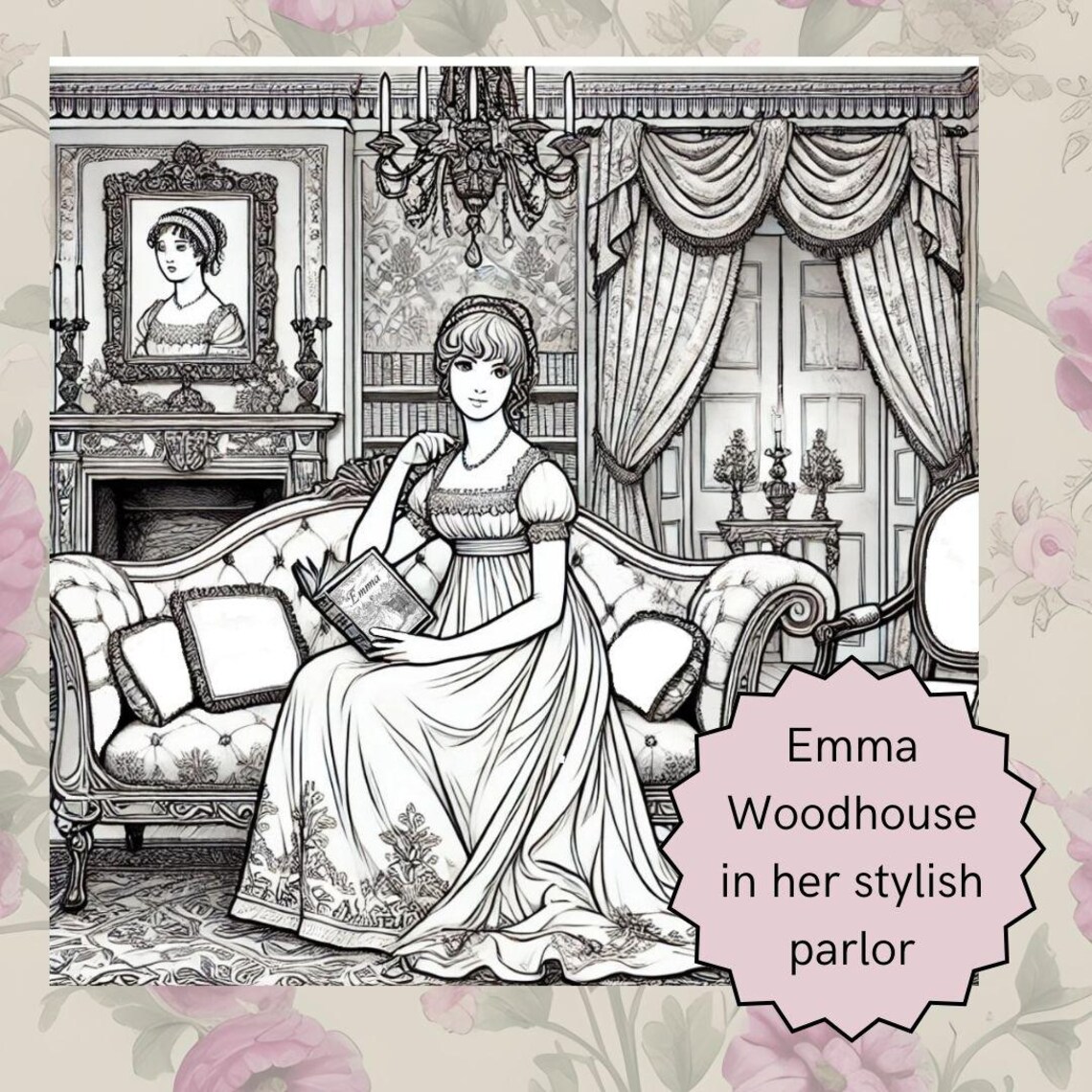 Coloring Pages: Jane Austen's Heroines Reading Their Own Stories - Etsy