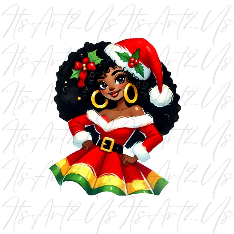 Santa Girl Clipart | Festive Christmas PNG for Sublimation & DTF ...