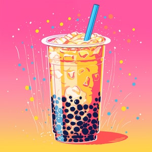Bubble Tea, Boba Tea, Milk Tea Art, Tapioca, Pearls, Vibrant Color, Pop ...