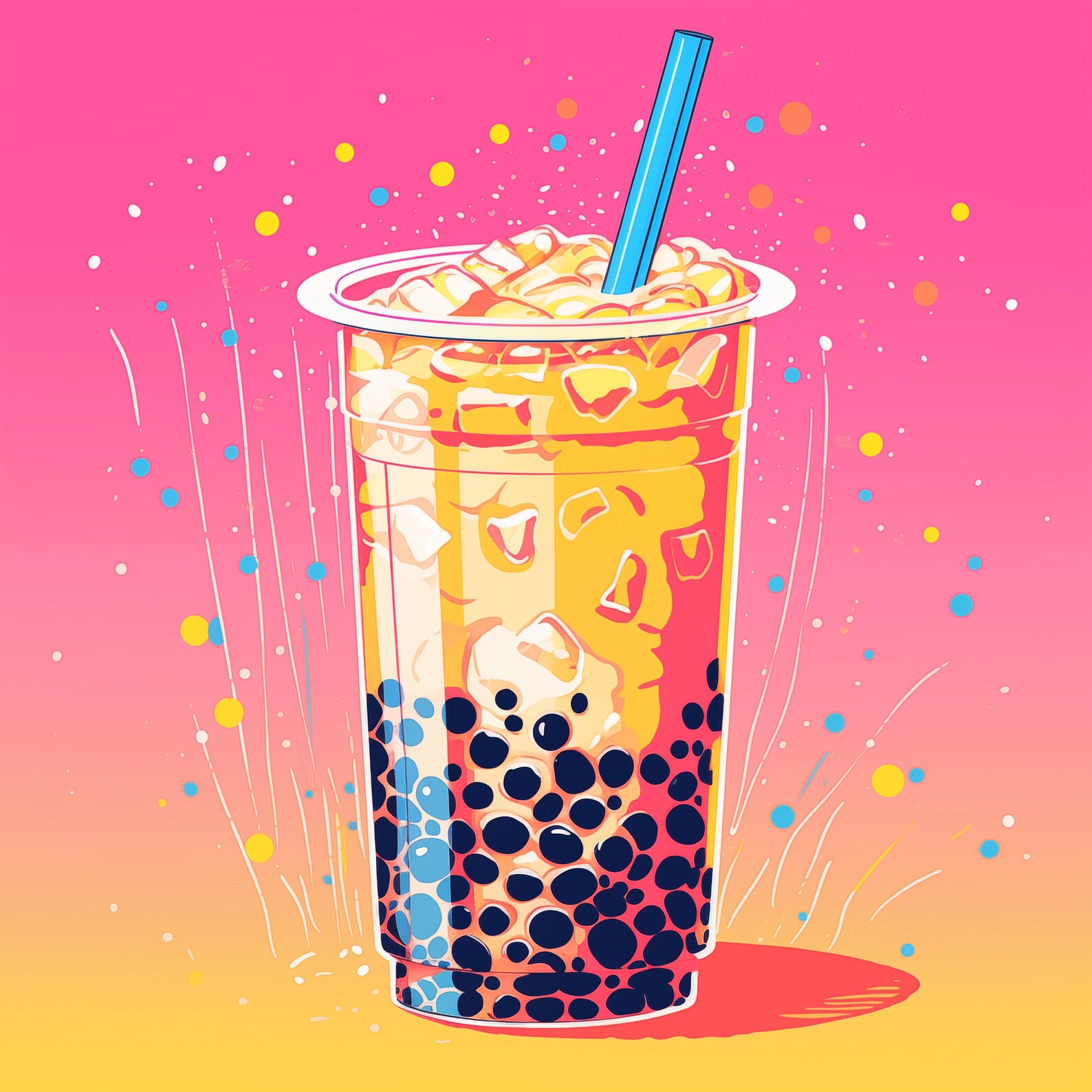Bubble Tea, Boba Tea, Milk Tea Art, Tapioca, Pearls, Vibrant Color, Pop ...